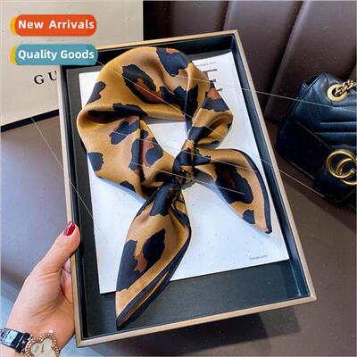 Leopard print silk scarf small square scarf versatile spring