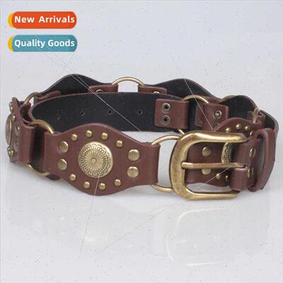 Europe western retro handsome featured ring buckle belt ins