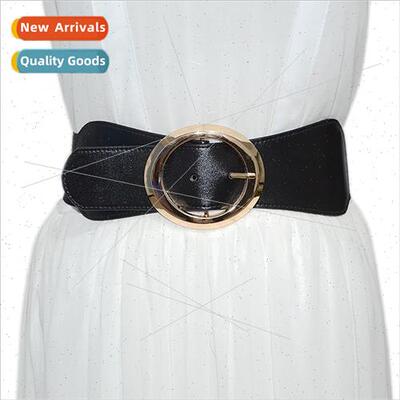 Europe women belt fashion metal oval buckle decorative elast
