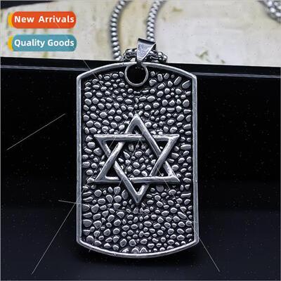 KoreaKorea geometric square pendant embossed hexagram neckla