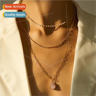 Europe Chorker collarbone chain necklace women triple layere