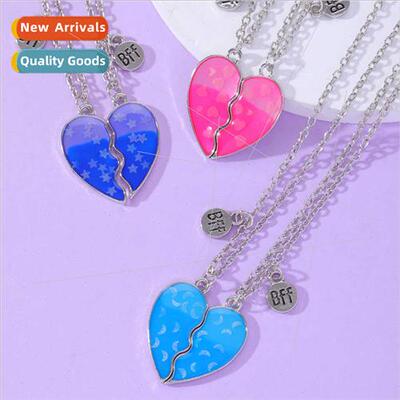 Glow-in-the-dark sequins alloy oil dripping love heart BFF c