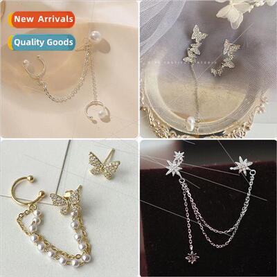 Korea asymmetric tassel ear bone clip onepcs earrings ins hu