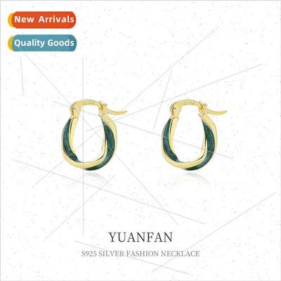 925 silver Twisted Irregular Earrings适用Women Niche French
