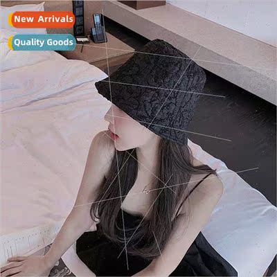 Lace hat female pleated Korean face-shading fisherman hat su