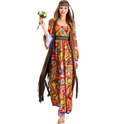 万圣节复古迪斯科嬉皮士cosplay hippie costume野人土著服装9127