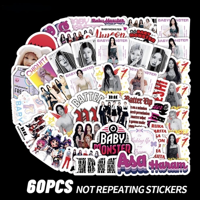 60贴BABYMONSTER韩国女团贴纸ins风创意装饰笔记本文具手帐素材贴