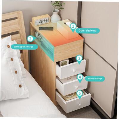 Mini Bedside Table Ultra Narrow Rounded Corner Locker