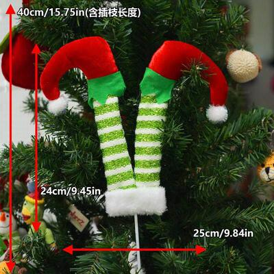 Elf Legs Christmas Tree Topper, Whimsical Candy Cane Decor