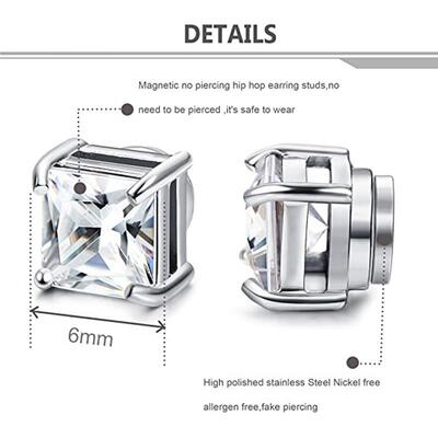 6 Pairs of Magnetic Stud Earrings Men and Women Black Magnet