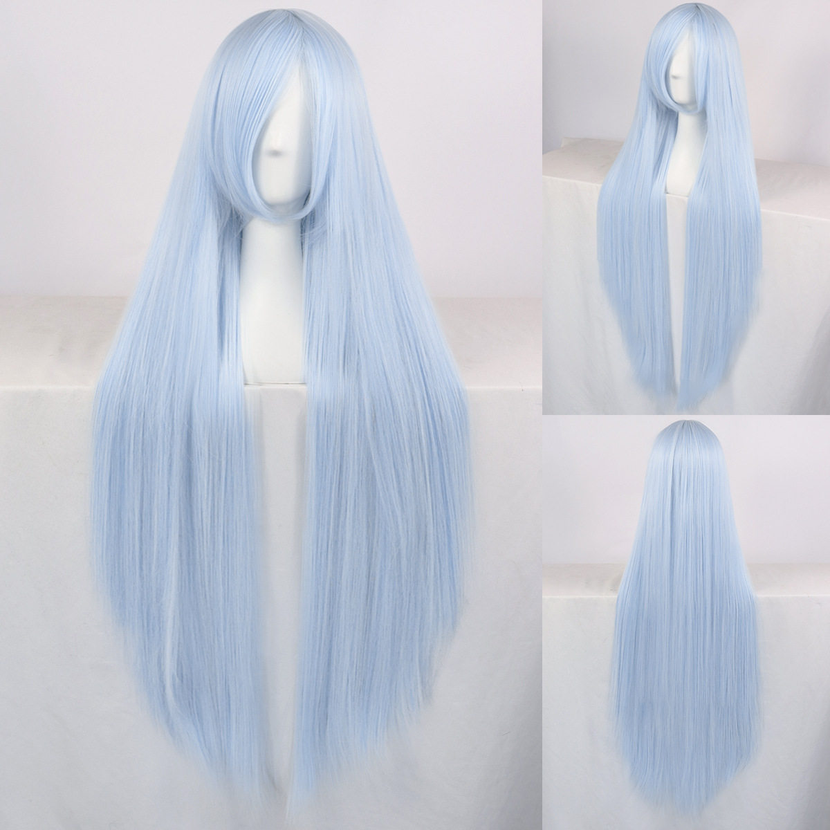 80cm天空蓝长直万用cos假发玫瑰网毛娘造型动漫cosplay假毛