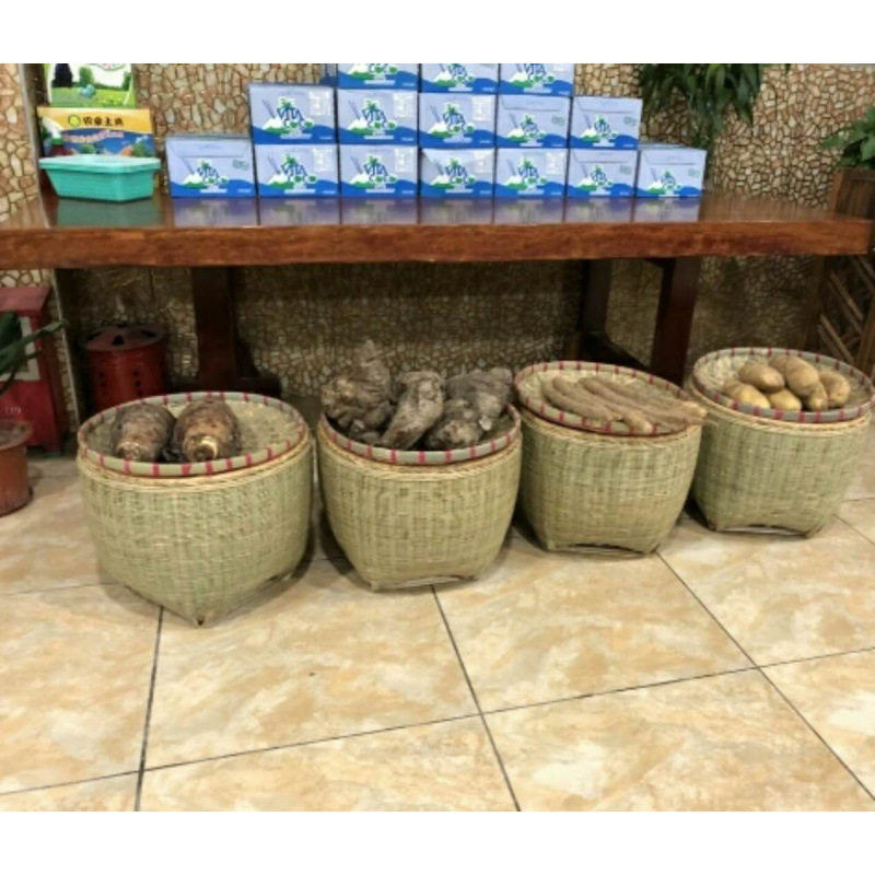 手工竹编大号箩筐竹编制品 淘米箩篼粮食竹筐 收纳篓喜事筐簸箕无