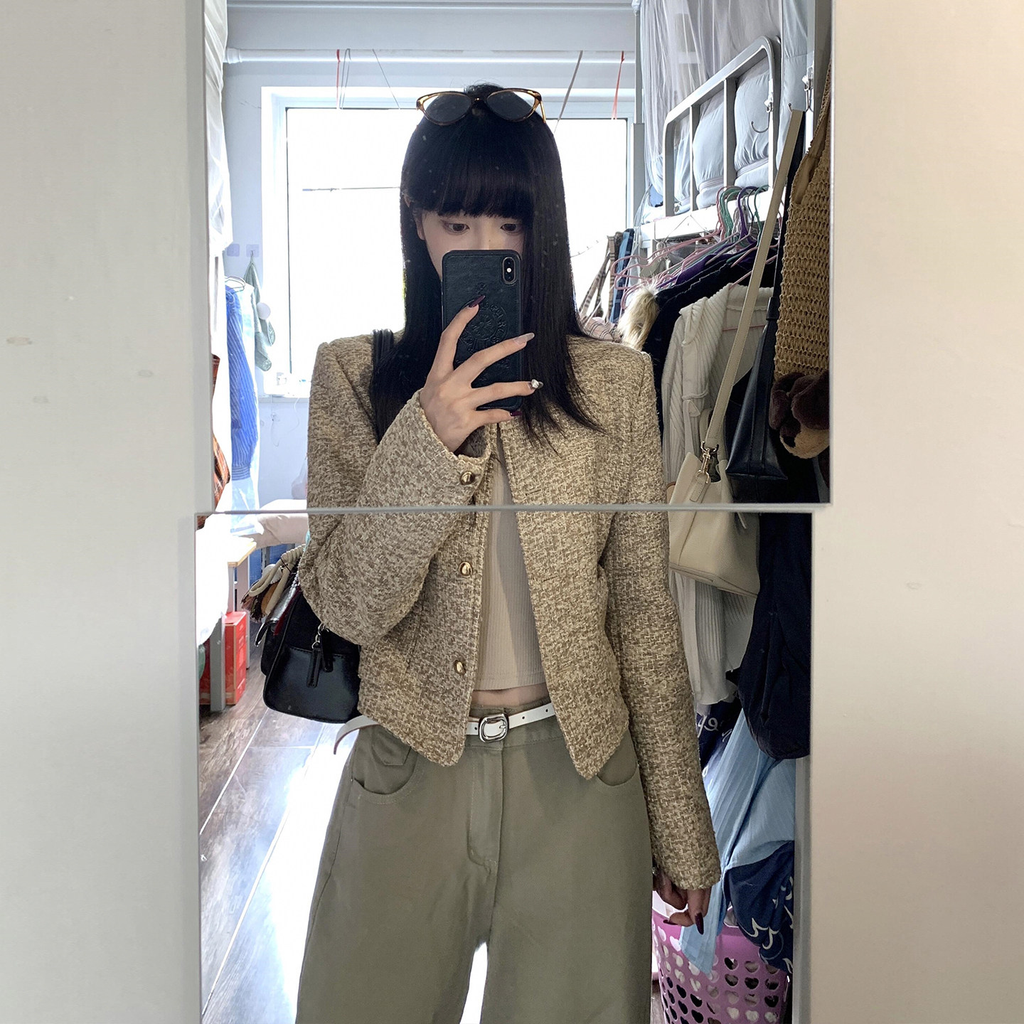 法式卡其色小香风外套女2026春季新款设计感超好看短款夹克上衣