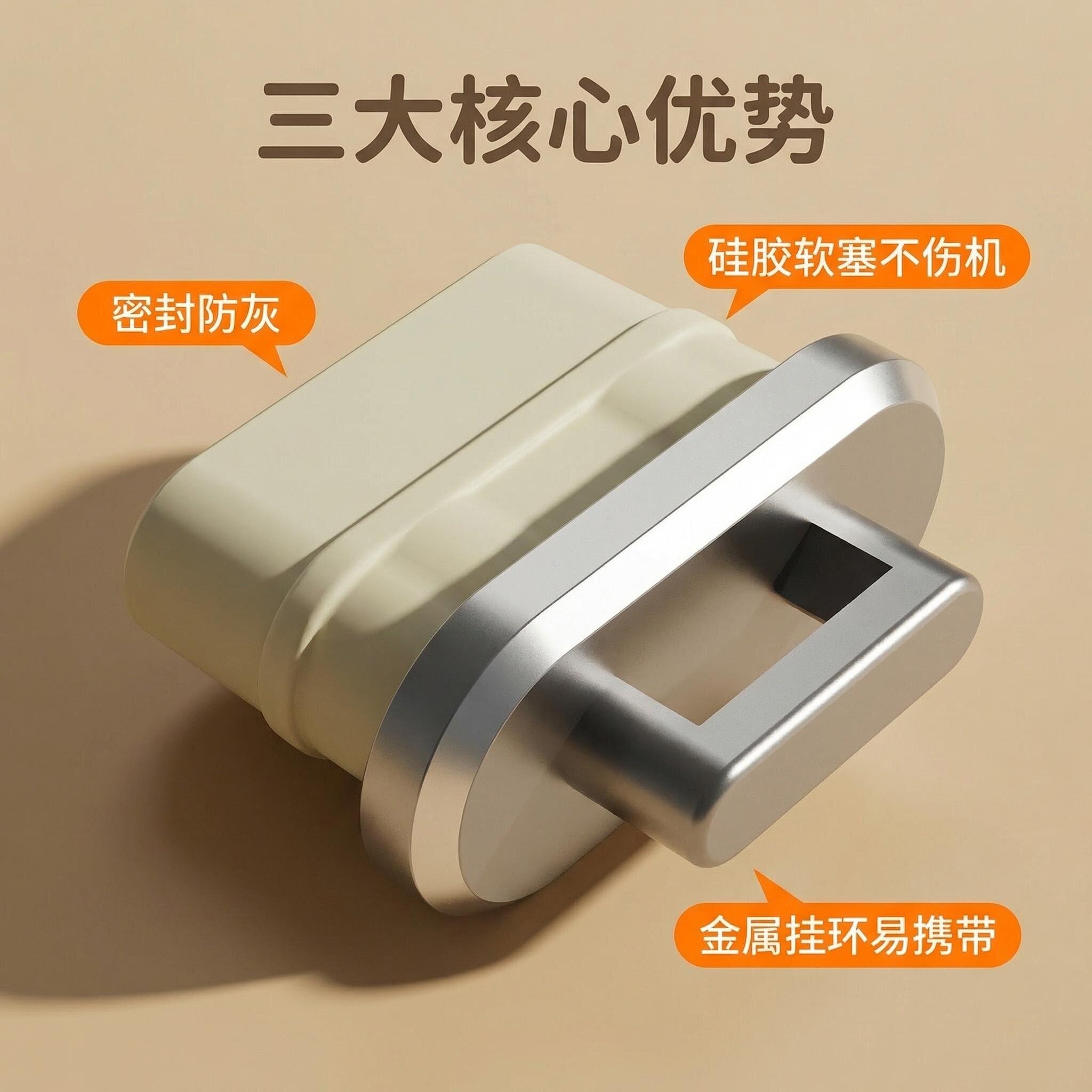 幼再手机防尘塞硅胶软塞密封防灰金属挂环便携防水配件