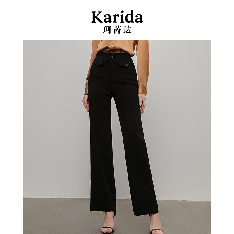 Karida/珂芮达【嘉人有约】简约气质通勤显腿长阔腿裤休闲裤_虎窝淘
