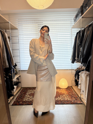 UNCODED 26春季纹样精致绣西装X005珠片腰封连衣裙KWLS1L022