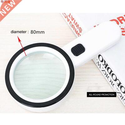 Nouvelle loupe 0X de poche 12 LED grande loupe pour la lect