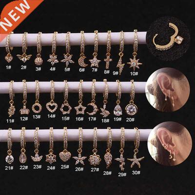 1Piece Zircon Crystal Heart Dangle Earrings 2022 for Women C