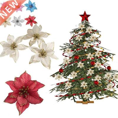 10pcs/lot Christmas Tree Ornament Wreath Home Glitter Poinse