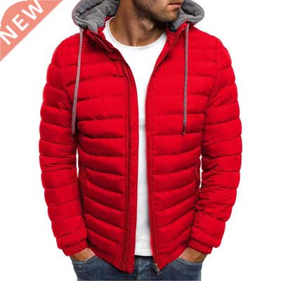 Winter Cotton Men's Down Jacket Hooded Long Sleeve Cardigan