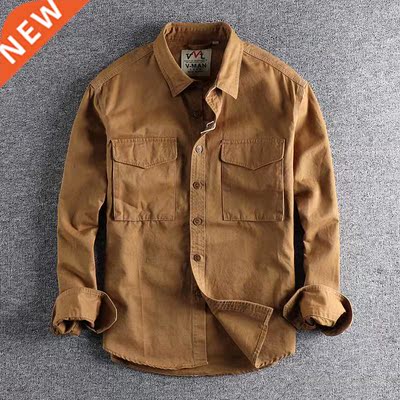 Cargo irt For Men Long Sleeve Premium Cotton Solid Color W