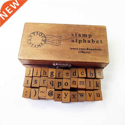 30pcs/set Vintage Wooden Craft Box Alphabet Letter amp Rom