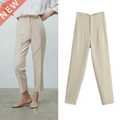 Za 2021 Spring Trouser Suits High Waisted Pants Women Fashio
