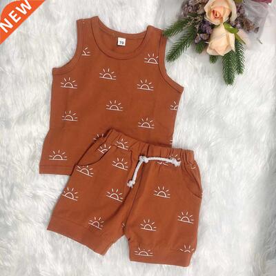 Citgeett Summer Newborn Baby Boys Girls 2-piece Outfit Set F