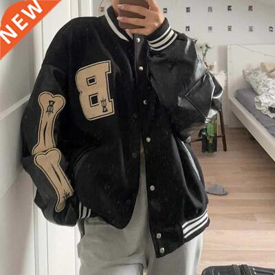 Varsity Baseball Bomber Jacket Women Hip Hop Harajuku Bone L