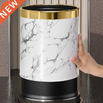 Sorting Toilet Trash Bin Gold Plastic Round White Paper