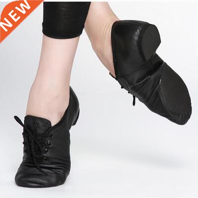 Black Tan Lace Up Geniune Pig Leather Jazz oes From Childr