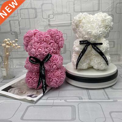 HOT Valentines Day Gift 25cm Red Rose Teddy Bear Rose Flower