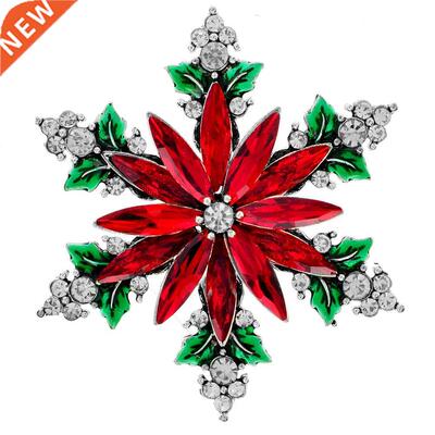 CINDY XIANG silver color snowflake pin christmas red and gre