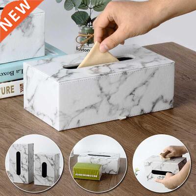 Marble Rectangular Tissue Box PU Leather Tissue Holder