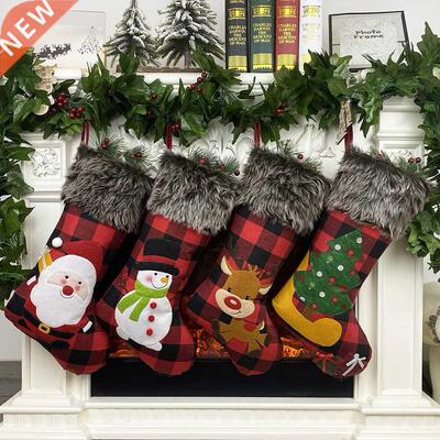 Large Christmas Stocking Santa Claus Snowman Elk Christmas T