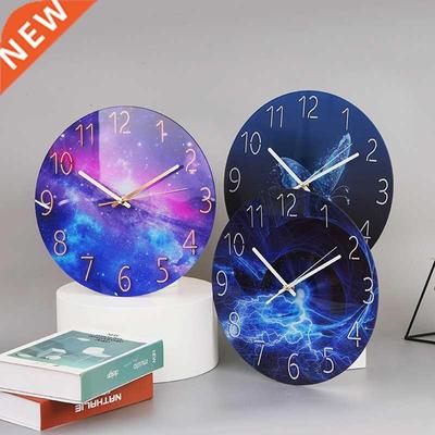 Glass Wall Clock Modern Design Landscape Light Luxury Colorf