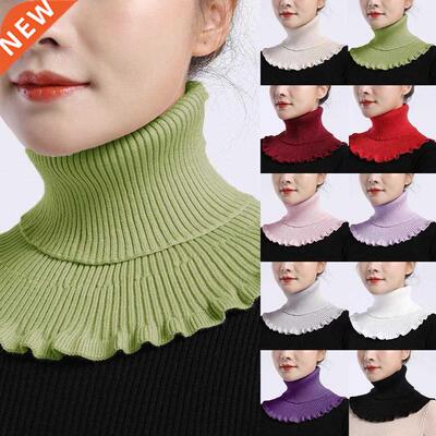 Women Turtleneck Ribbed Knit False False Collar Winter Color