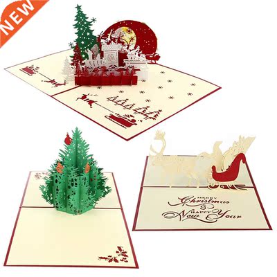3Pcs Christmas Cards for Christmas Holiday Greeting Cut