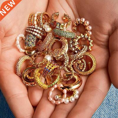 Trendy Pearl Clip on Earrings Earcuffs for Women Gold Color