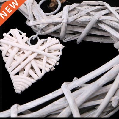 B0KB Heart Wicker Wreath Home Wall Hanging Wedding Birthday