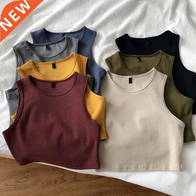 Summer new ladies retro crop top high waist slimming stretch