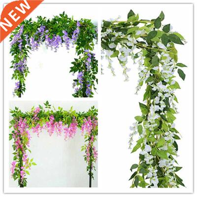 2x 7FT Artificial Wisteria Vine Garland Plants Foliage Trail