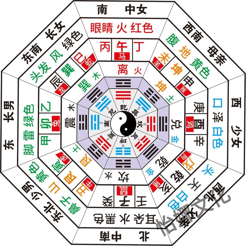 后天八卦九宫格图中医五行周易易经知识国学八卦图装饰太极养生