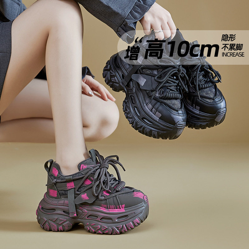 7917-78加绒老爹鞋女2024新款秋冬棉鞋女鞋厚底增高百搭运动休闲