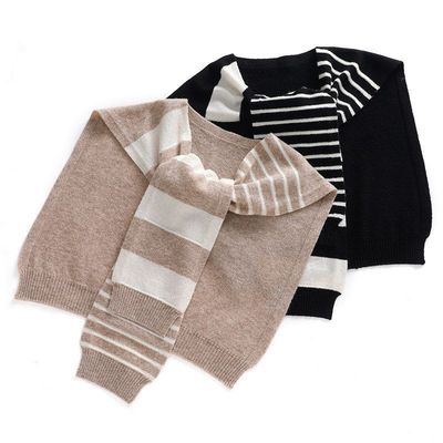 春秋新款女式撞色羊毛披肩外搭