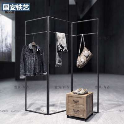 服装店展示架落地式挂衣架衣服架货架牛仔裤展架折叠屏风隔断架子