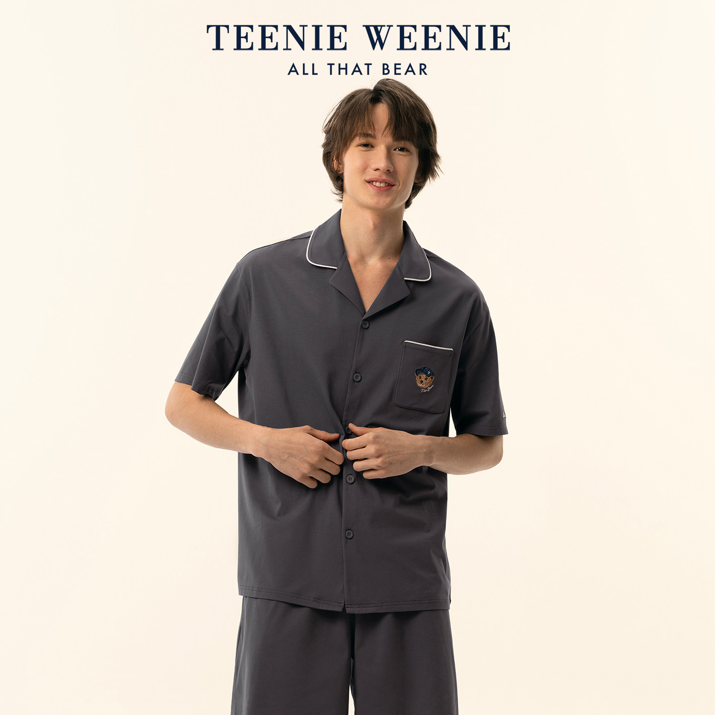 TeenieWeenie小熊男款睡衣女夏季2026新款纯棉情侣女士家居服套装