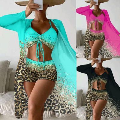 Sexy three piece bikini two piece boyshort swimsuit