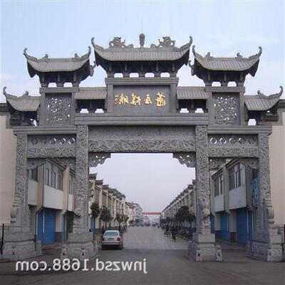 古建筑石头大门加工广场石材大门制作价格墓园仿古石雕大门图样