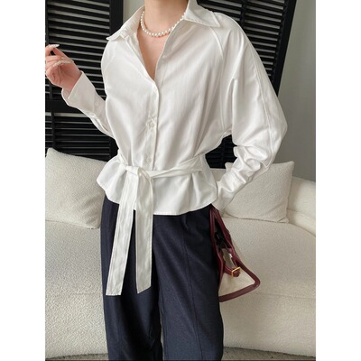 简简 立体造型绑带 简约通勤气质设计感收腰显瘦法式衬衫 JJ8682